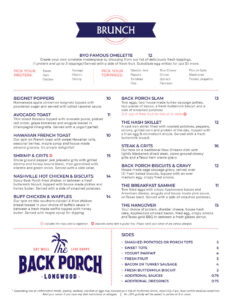 Brunch Menu – The Back Porch