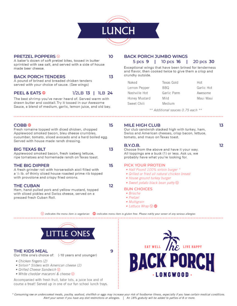 Brunch Menu – The Back Porch