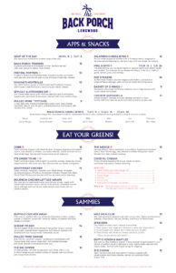 Menus – The Back Porch