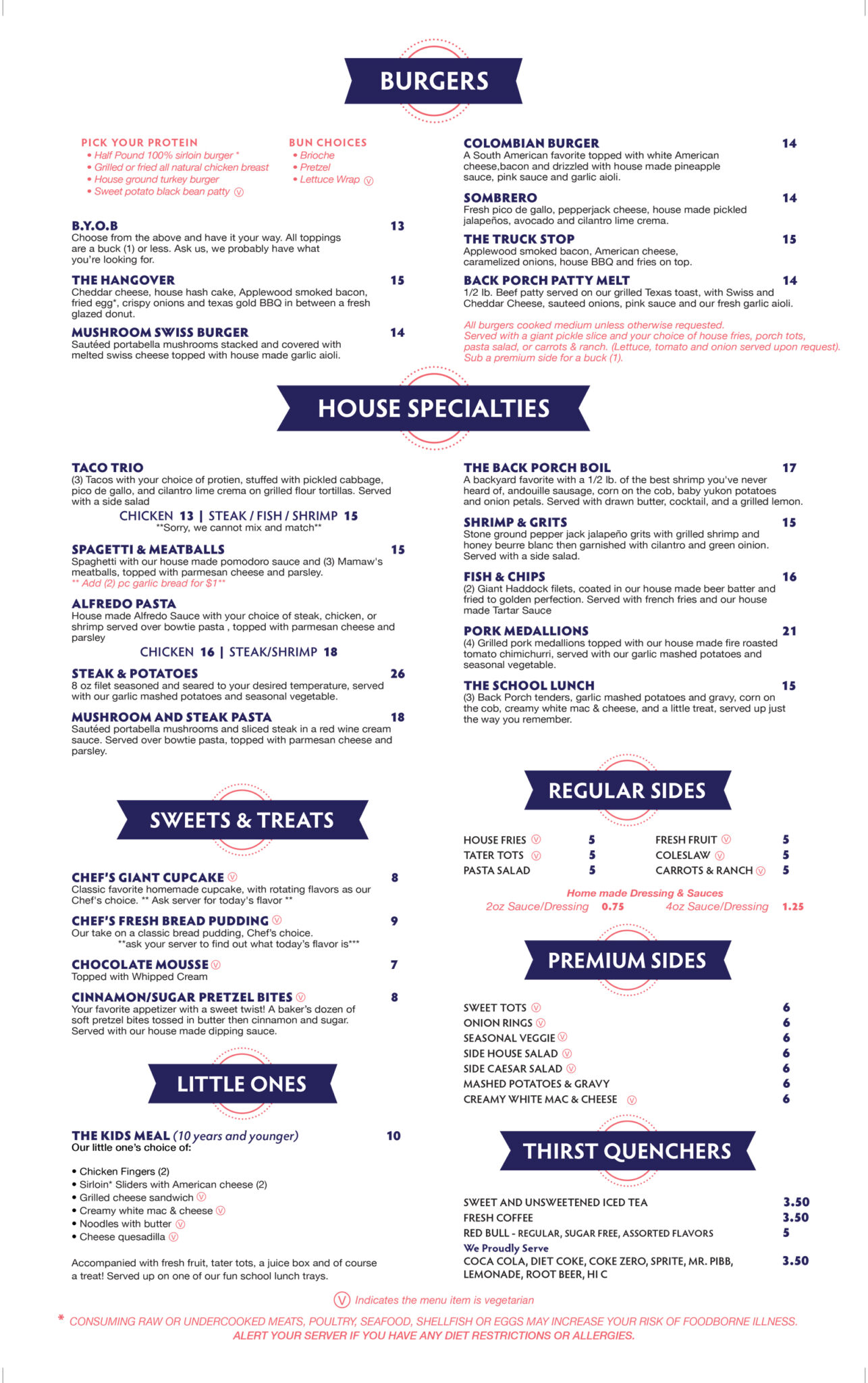 Menus – The Back Porch