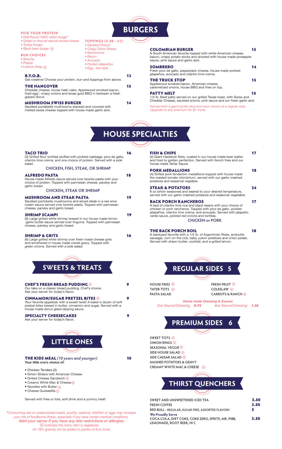 Menus – The Back Porch