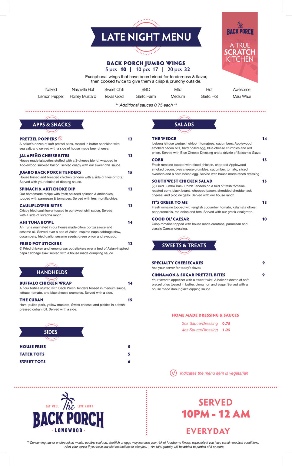 Late Night Menu – The Back Porch